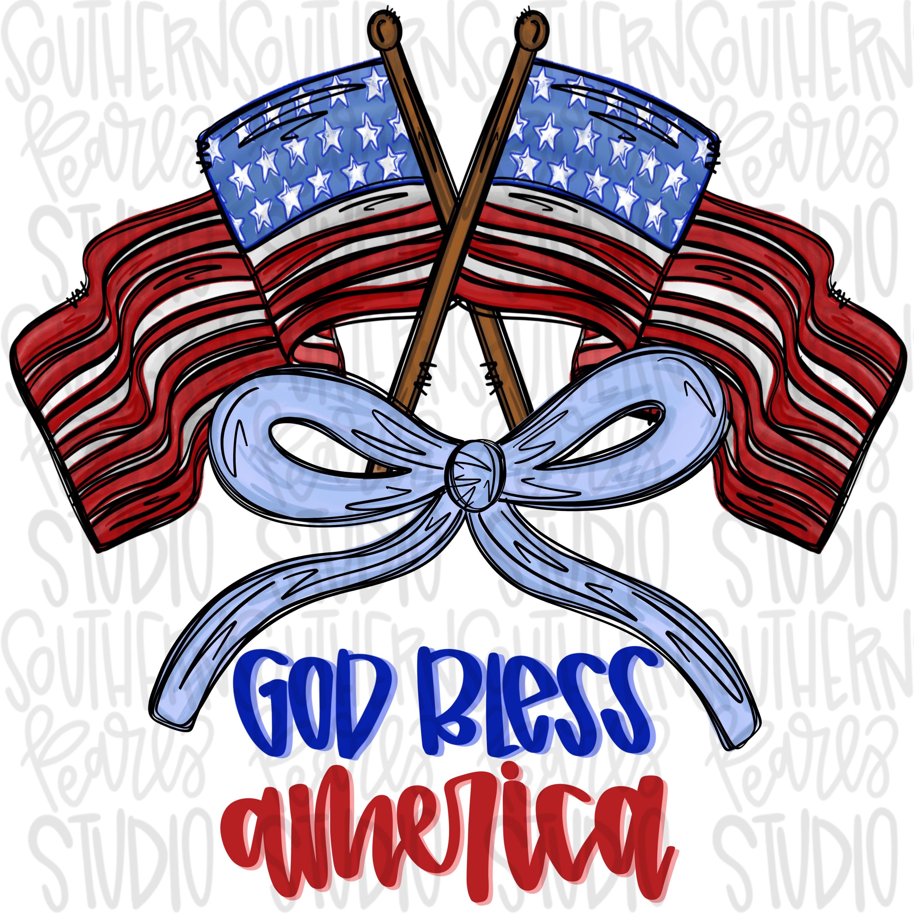 God bless America flags with bow | Freedom | Patriotic | front and bac ...